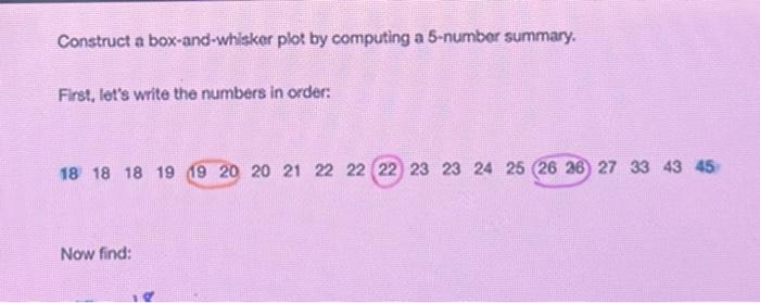 Solved Construct a box-and-whisker plot by computing a 5 | Chegg.com