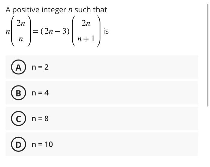 Solved A Positive Integer N Such That N 2nn 2n−3 2nn 1