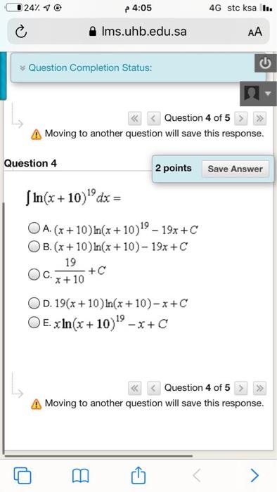 Solved 24710 4G stc ksa li. p 4:05 Ims.uhb.edu.sa C AA | Chegg.com