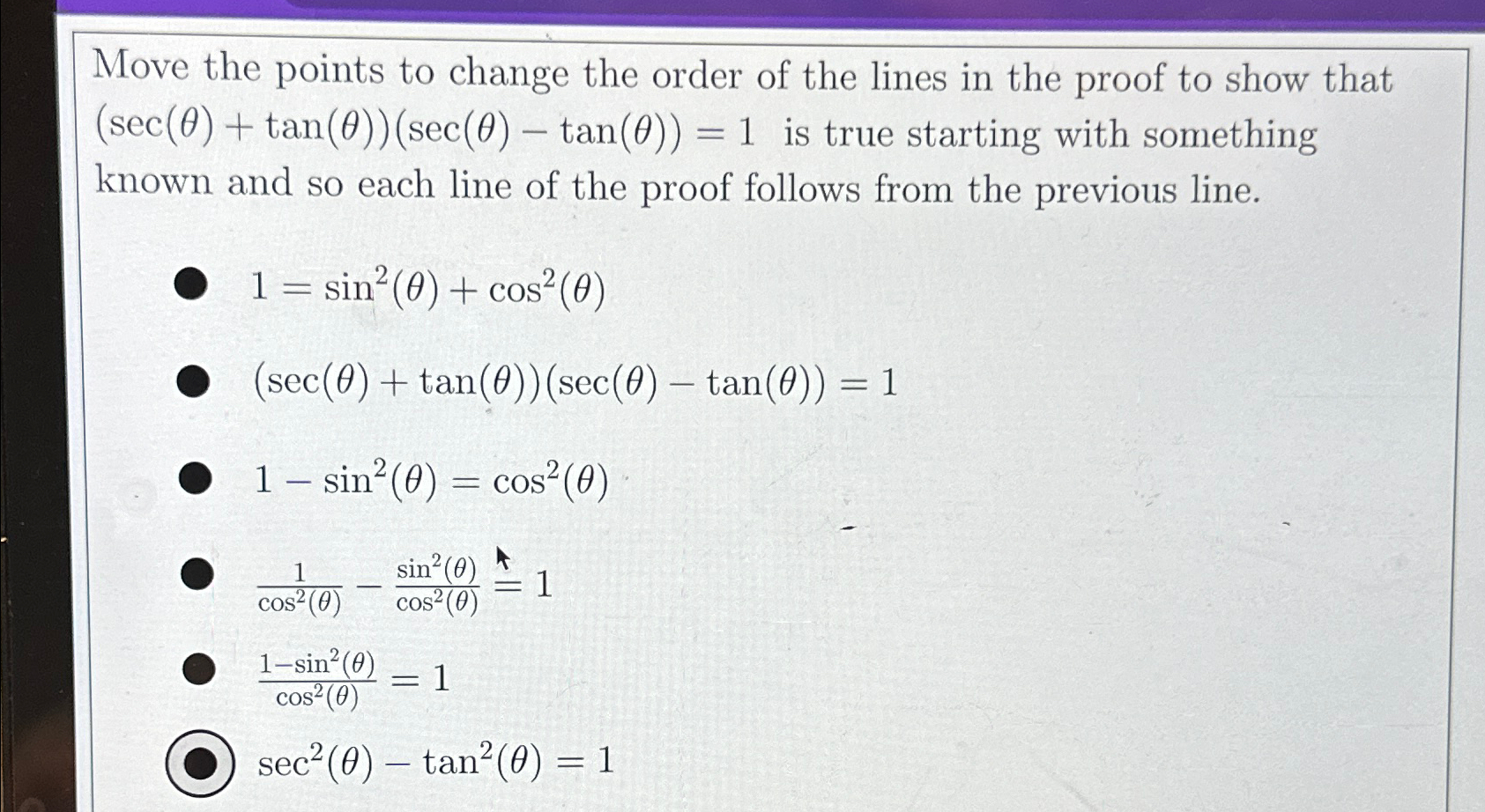 Solved Move the points to change the order of the lines in | Chegg.com