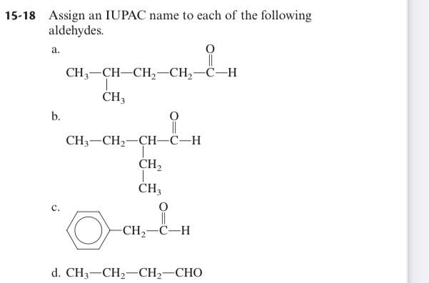 Solved 15-18 Assign an IUPAC name to each of the following | Chegg.com
