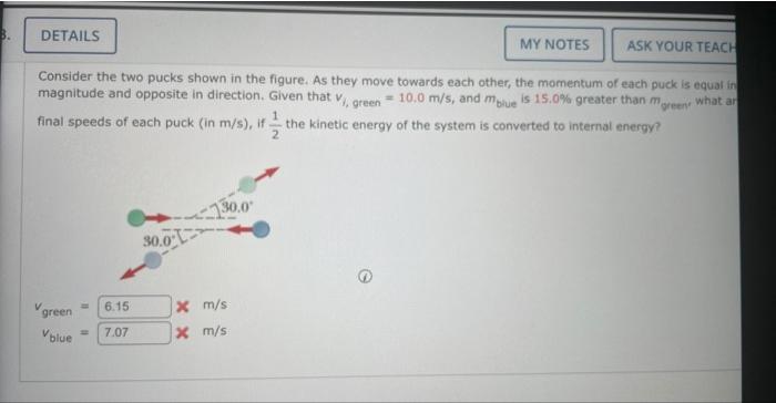 Solved Consider the two pucks shown in the figure. As they | Chegg.com