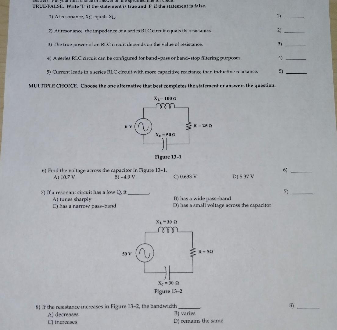 Solved TRUE/FALSE. Write ' T ' if the statement is true and | Chegg.com