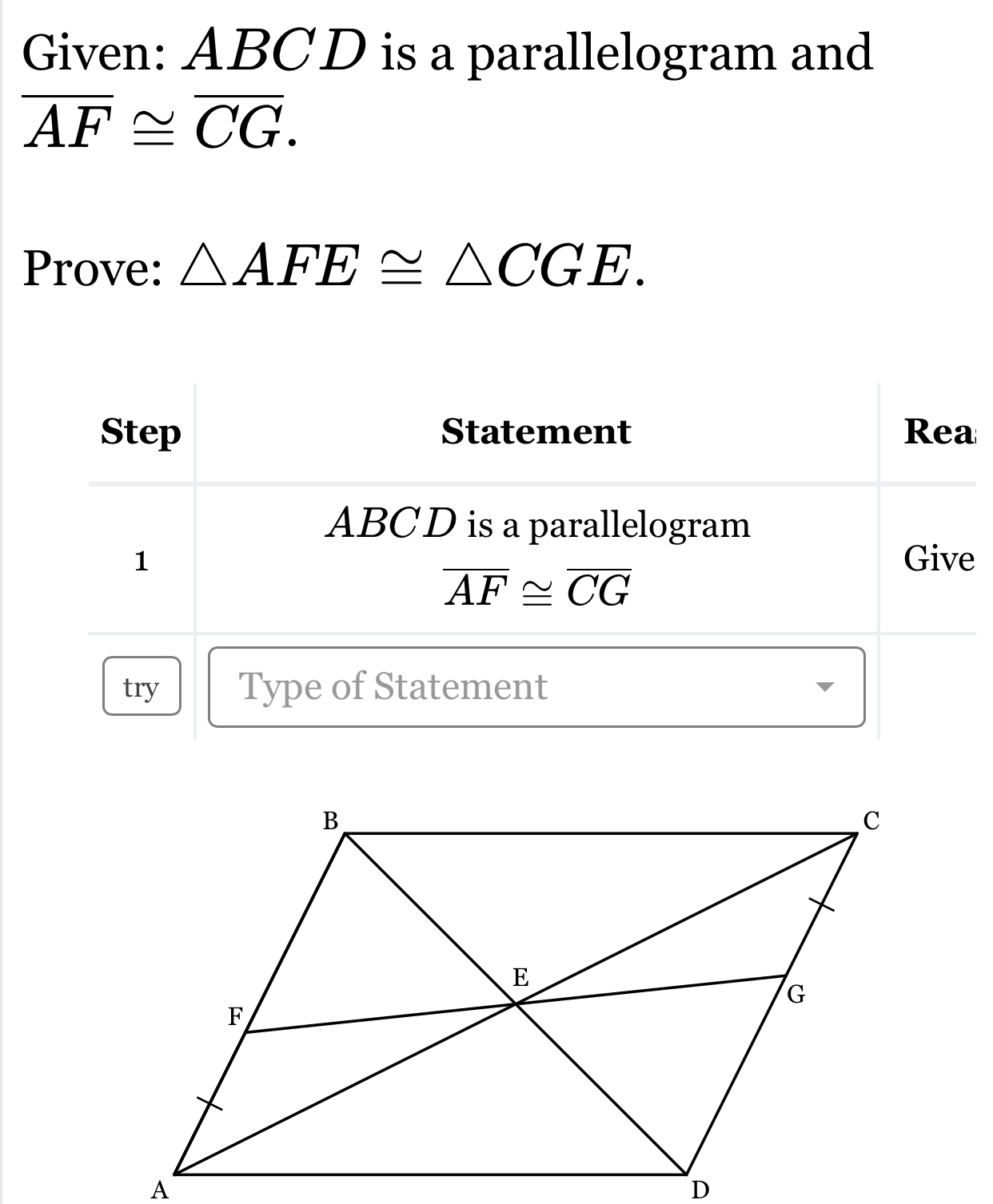 Solved Given: ABCD is a parallelogram and | Chegg.com