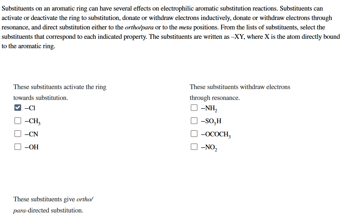 Solved Substituents on an aromatic ring can have several | Chegg.com