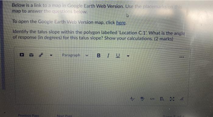 Solved Below is a link to a map in Google Earth Web Version. | Chegg.com