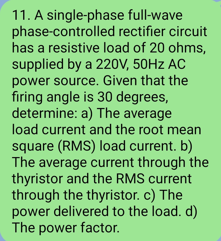 Solved A single-phase full-wavephase-controlled rectifier | Chegg.com