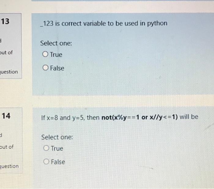 Solved 13 123 Is Correct Variable To Be Used In Python 