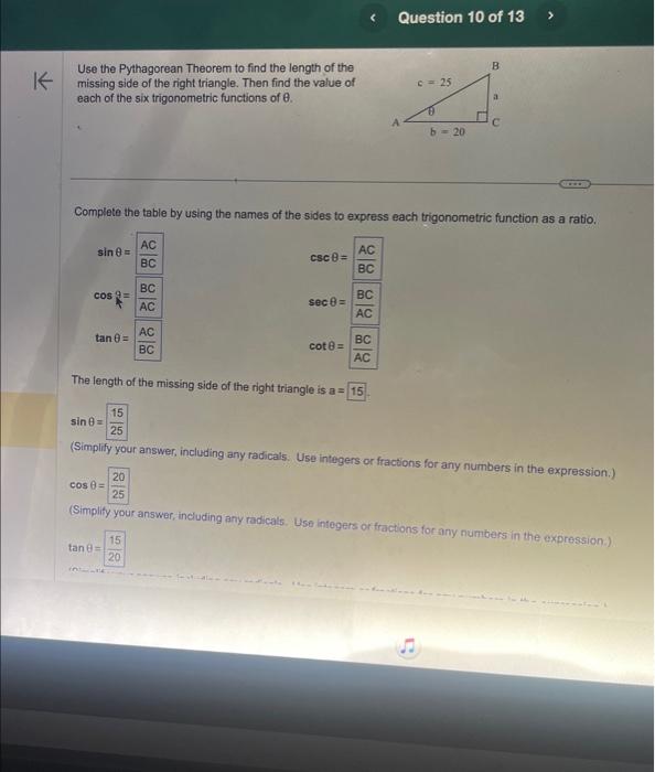 Solved Use the Pythagorean Theorem to find the length of the | Chegg.com