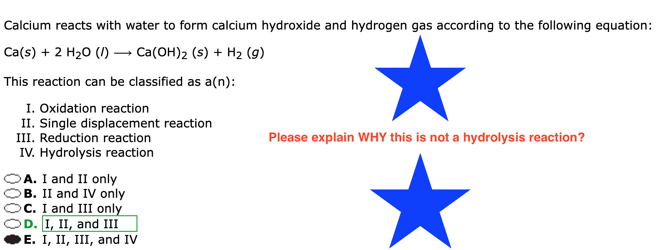 Solved Calcium reacts with water to form calcium hydroxide | Chegg.com