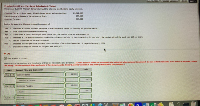 Solved CALCULATOR PRINTER VERSION W NEXT Problem 14-01A | Chegg.com