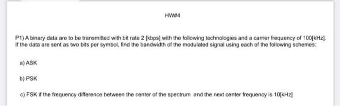Solved P1) A binary data are to be transmitted with bit rate | Chegg.com