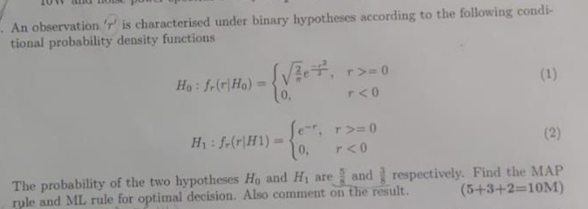 Solved An observation ' r ' ﻿is characterised under binary | Chegg.com
