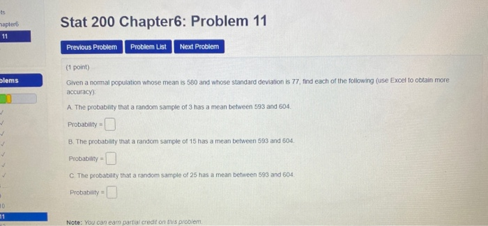 Solved 15 Naplert 11 Stat 200 Chapter6 Problem 11 Blems 
