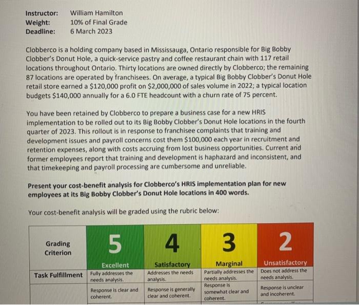 Solved Clobberco is a holding company based in Mississauga, | Chegg.com