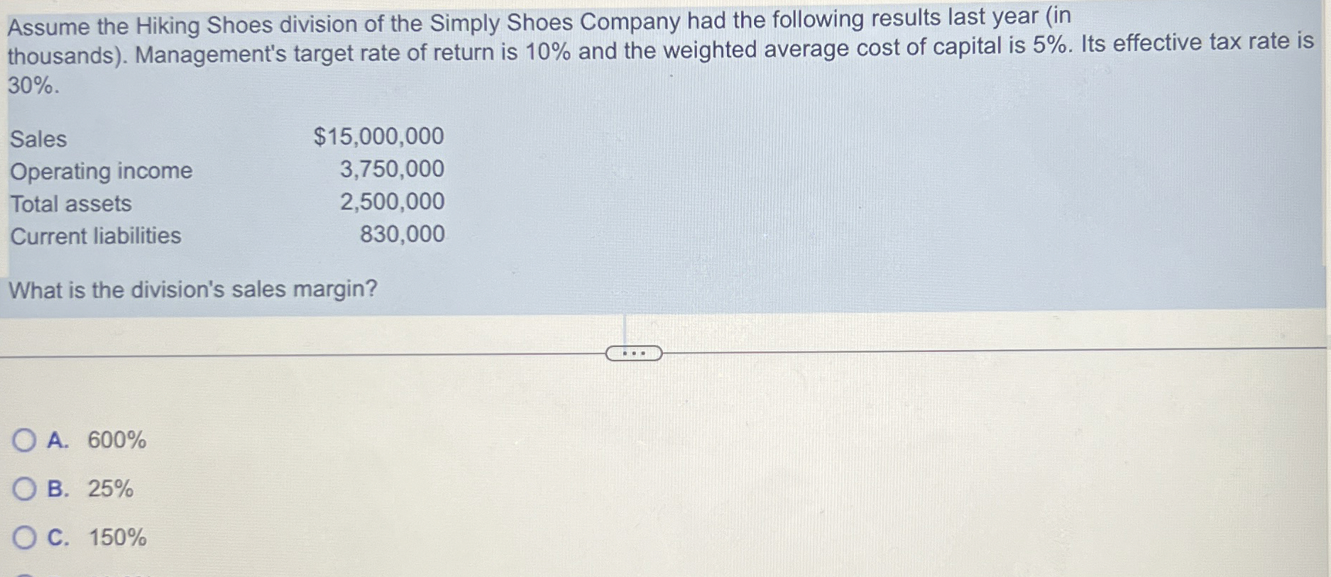 Solved Assume the Hiking Shoes division of the Simply Shoes | Chegg.com