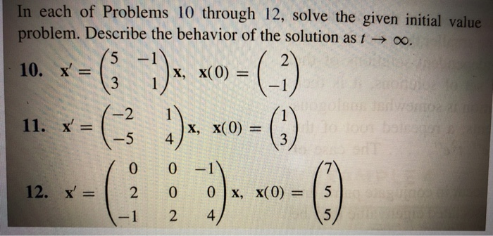 Solved In each of Problems 10 through 12, solve the given | Chegg.com