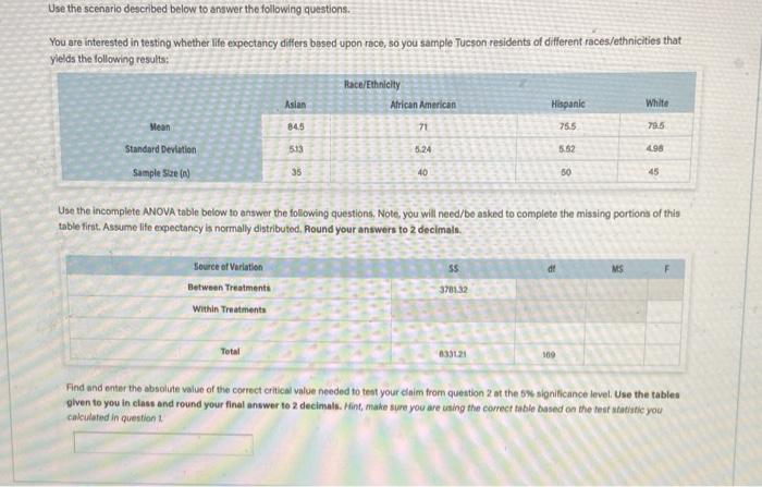 Solved Use the scenario described below to answer the | Chegg.com