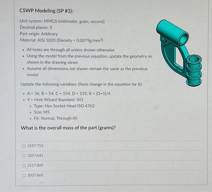 Solved Cswp Modeling Sp 3 Unit System Mmgs Millimeter