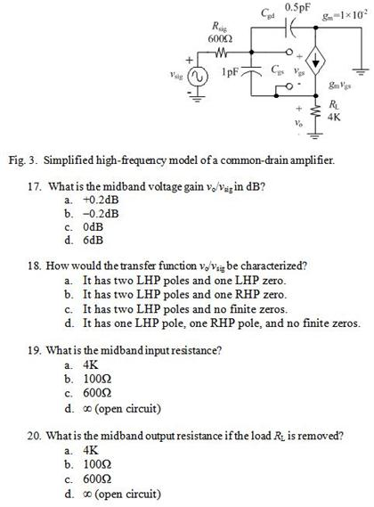 Solved Simplified high-frequency model of a common-drain | Chegg.com