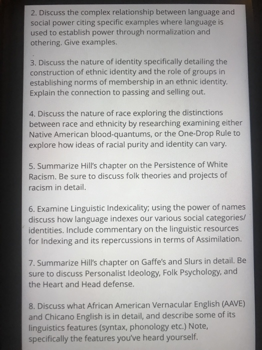 2. Discuss the complex relationship between language | Chegg.com