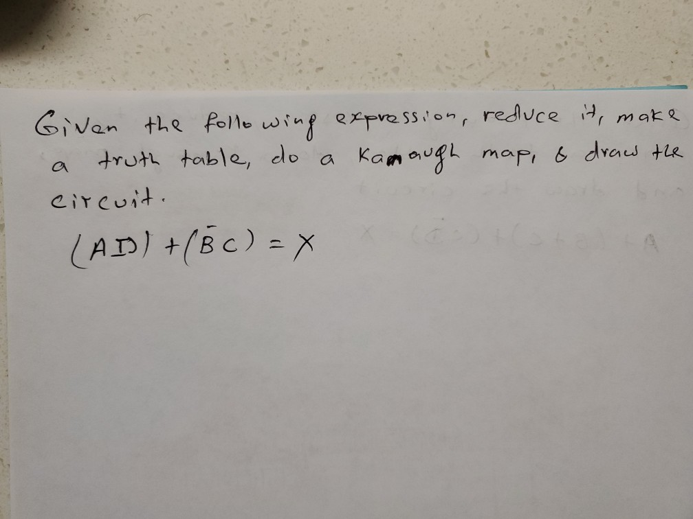 Solved Given the following expression, reduce it, make truth | Chegg.com