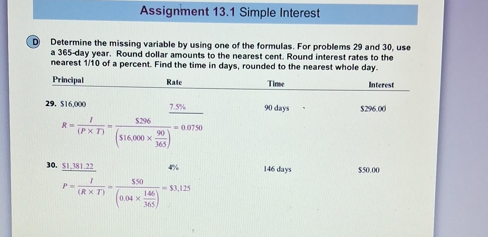Solved Determine the missing variable by using one of the | Chegg.com