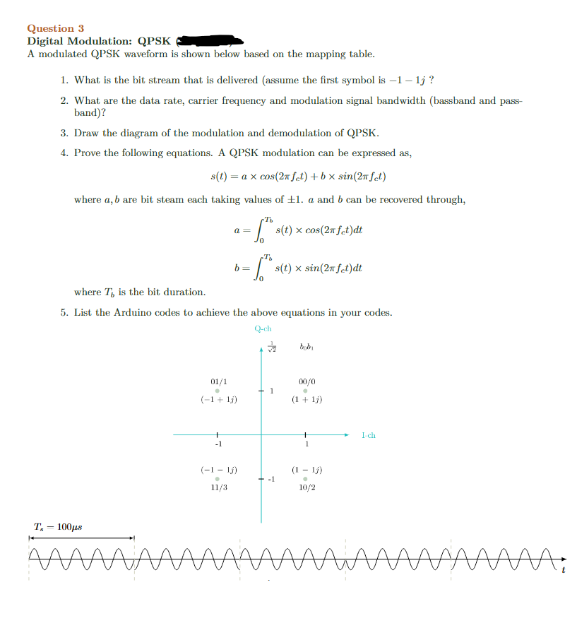 Question 3Digital Modulation: QPSKA modulated QPSK | Chegg.com