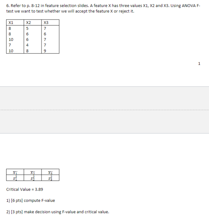 Refer to p. 8-12 in ﻿feature selection slides. A | Chegg.com