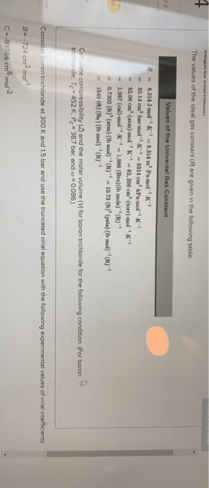 Solved 1 EYE The values of the ideal gas constant (R) are | Chegg.com