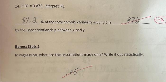 Solved 24. If R2=0.872, interpret RWh 2 41.2% of the total | Chegg.com