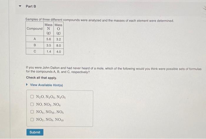 Solved Samples of three different compounds were analyzed | Chegg.com