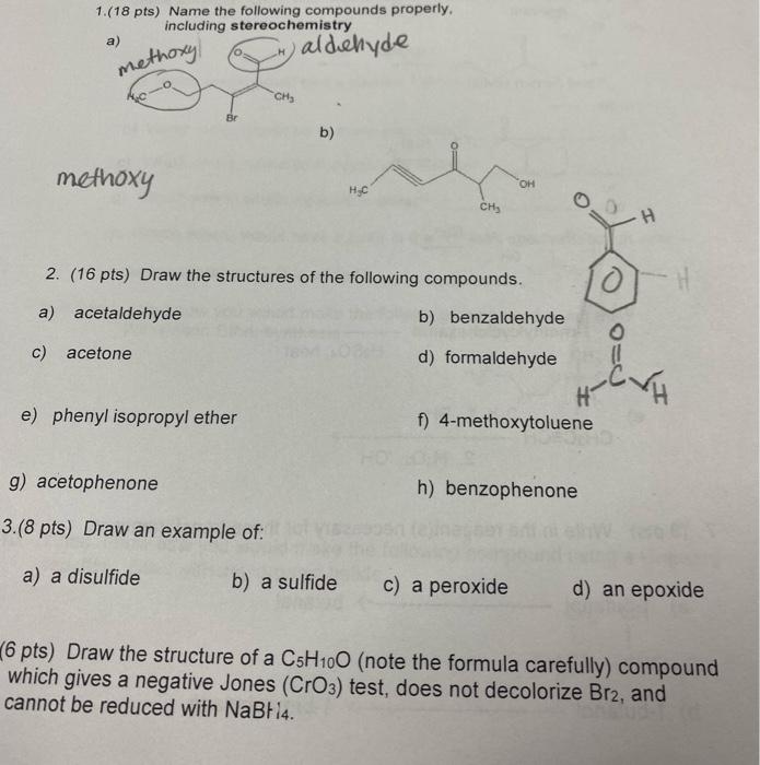 Solved 1.(18 pts) Name the following compounds properly. | Chegg.com