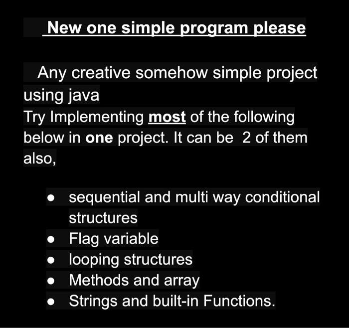 Solved New one simple program please Any creative somehow | Chegg.com