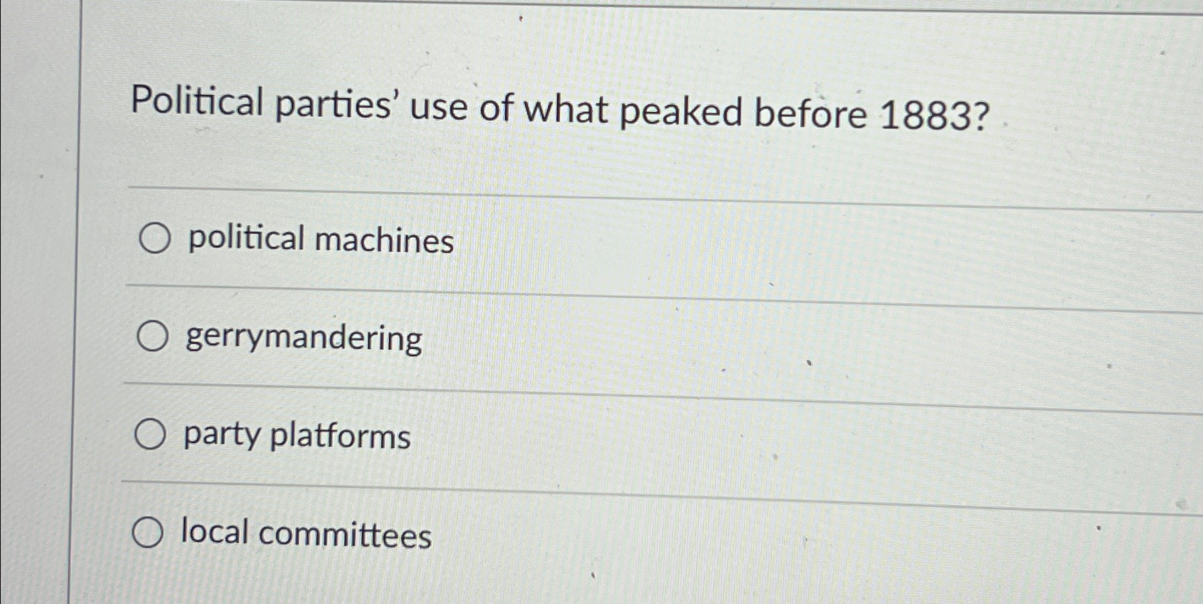 Solved Political parties' use of what peaked before | Chegg.com