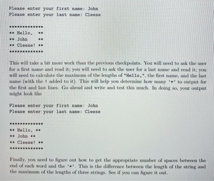 Solved Please enter your first name: John Please enter your | Chegg.com