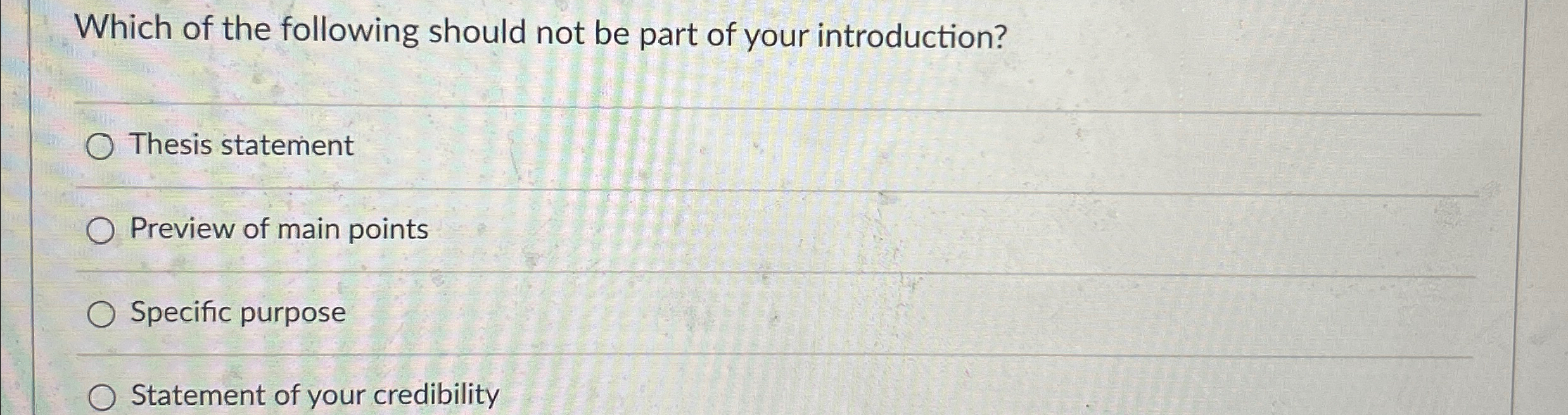 Solved Which of the following should not be part of your | Chegg.com