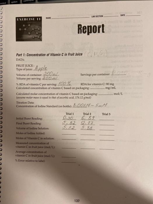 Solved com ontrol option NAME DATE LAB SECTION EXERCISE 11 | Chegg.com