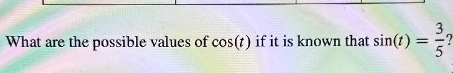 Solved What are the possible values of cos(t) ﻿if it is | Chegg.com