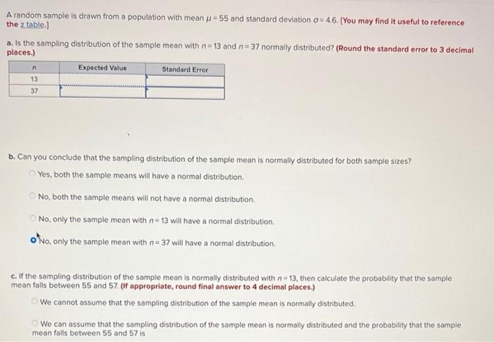 Solved A random sample is drawn from a population with mean | Chegg.com