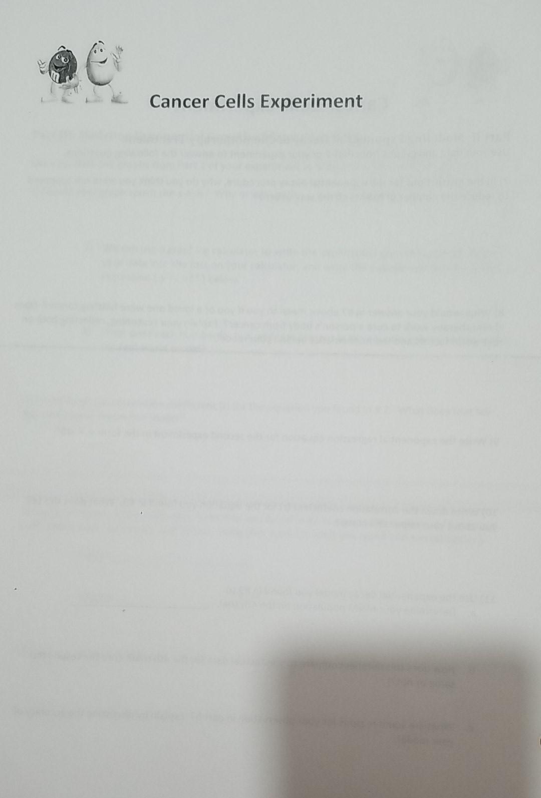 Cancer Cells Experiment M&M Lab (Exponential Growth | Chegg.com