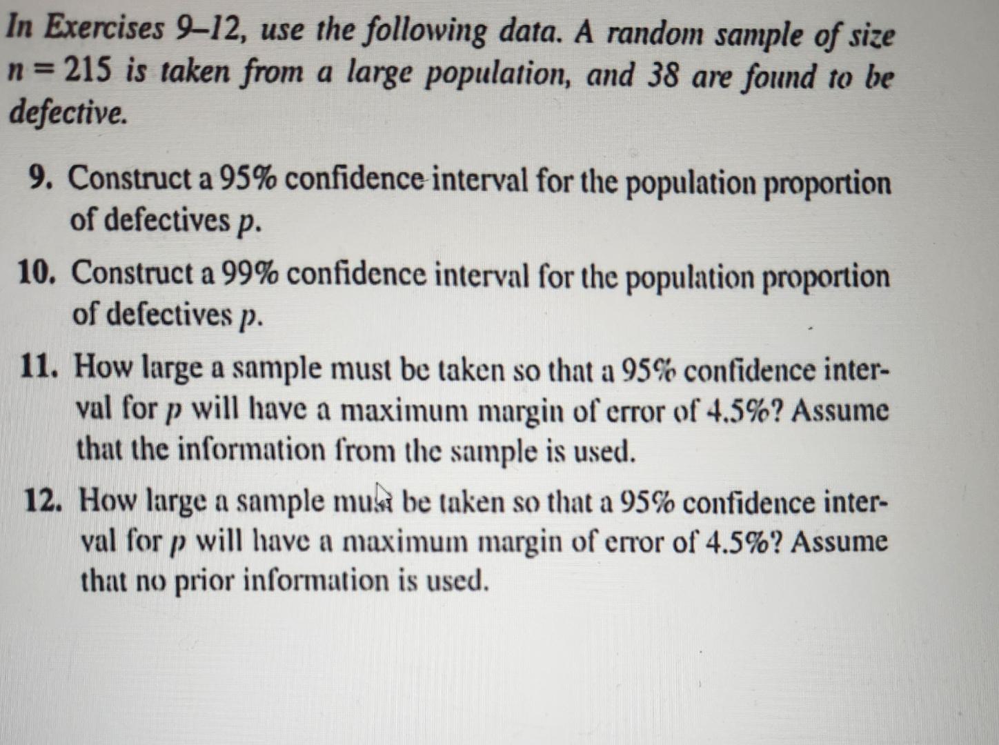 Solved In Exercises 9-12, ﻿use the following data. A random | Chegg.com