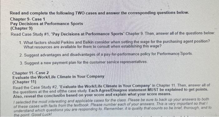 Read and complete the following TWO cases and answer | Chegg.com