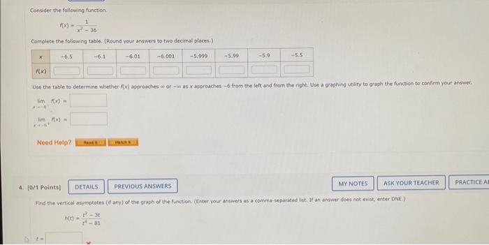 Solved Consider the follawing function. f(x)=x2−361 Complete | Chegg.com