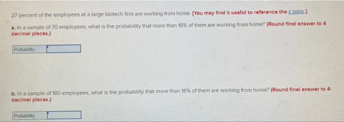 Solved 27 percent of the employees at a large blotech firm | Chegg.com