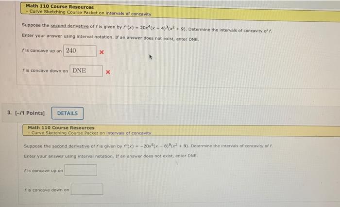 Solved Math 110 Course Resources Curve Sketching Course | Chegg.com