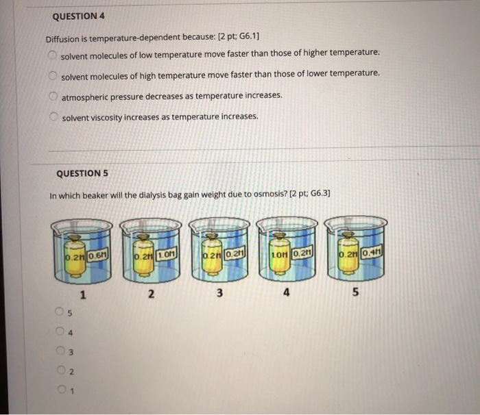 Solved QUESTION 4 Diffusion is temperature-dependent | Chegg.com