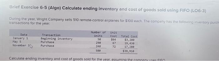 Solved Calculate ending inventory and cost of goods sold for | Chegg.com