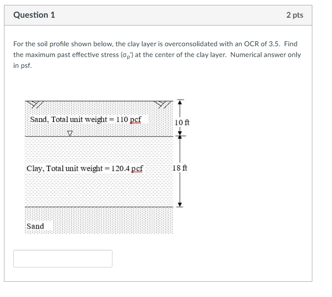 Solved Question 1For the soil profile shown below, the clay | Chegg.com