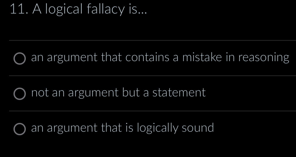 Solved A logical fallacy is...q, ﻿an argument that contains | Chegg.com